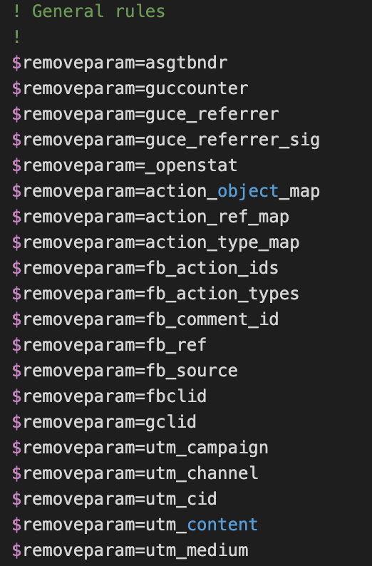 Add support for $removeparam modifier · Issue #41 · AdguardTeam/VscodeAdblockSyntax · GitHub